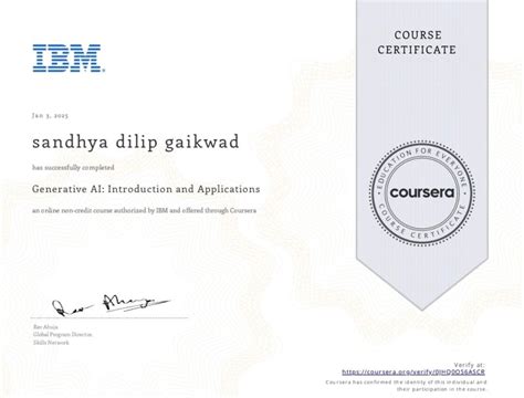 Generativeai Artificialintelligence Machinelearning Certification Sandhya Gaikwad