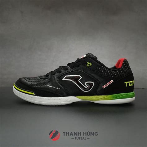 giÀy ĐÁ bÓng sÂn futsal joma top flex leather in 2401 Đen xanh neon