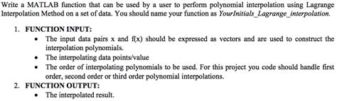 Solved Write A MATLAB Function That Can Be Used By A User To Chegg