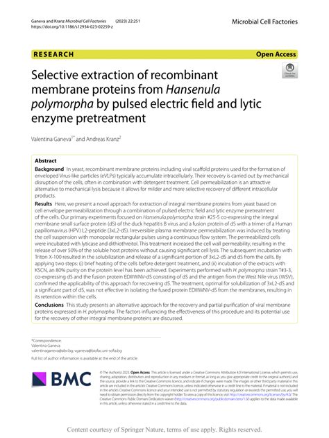 Pdf Selective Extraction Of Recombinant Membrane Proteins From