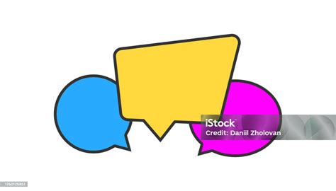 다른 모양의 메시지 상자 아이콘 음성 기호 간단한 윤곽선 평면 및 컬러 벡터 그림 Eps 10 3가지 개체에 대한 스톡 벡터 아트 및 기타 이미지 Istock