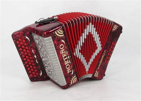 Acordeon Marca Norteño Sin Registros Compacto Rojo Sol Plateado