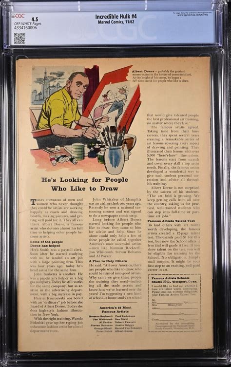 The Incredible Hulk 4 Cgc 45 Marvel Comics 1962 Origin Of Hulk Retold
