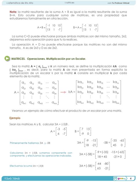 Escalar Multiplicación11 Pdf Matriz Matemáticas Multiplicación
