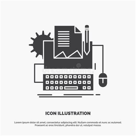 Type Writer Paper Computer Paper Keyboard Icon Glyph Vector Gray