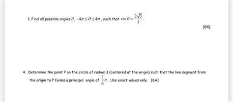 Solved 3 Find all possible angles θ 4πθ4π such that Chegg com