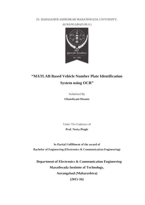 DOCX Matlab Based Vehicle Number Plate Identification System Using Ocr DOKUMEN TIPS