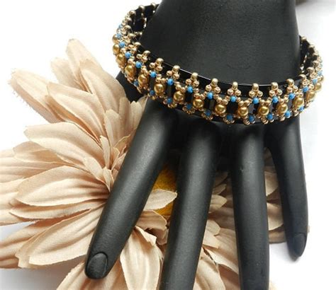 Tila Beading Pattern Tutorial Bangle Black Jack Etsy
