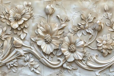 Premium Photo Plaster Background Floral Pattern