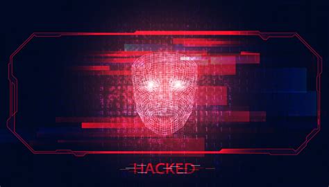 abstract hacker face digital concept steals information from computers