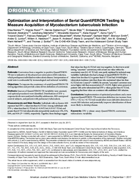 Pdf Optimization And Interpretation Of Serial Quantiferon Testing To