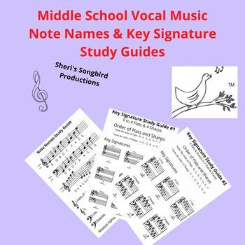 Note Names Key Signature Study Guides By Sheri S Songbird Productions