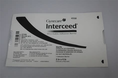 New Ethicon 4350 Gynecare Interceed Absorbable Adhesion Barrier