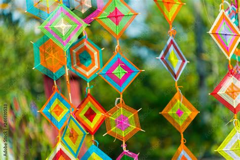 Spider Web Flag Of The Colorful Of Local Thai Traditional Merit Old