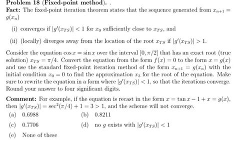 Problem 18 Fixed Point Method Fact The