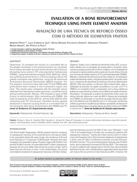 Full Article Evaluation Of A Bone Reinforcement Technique Using Finite