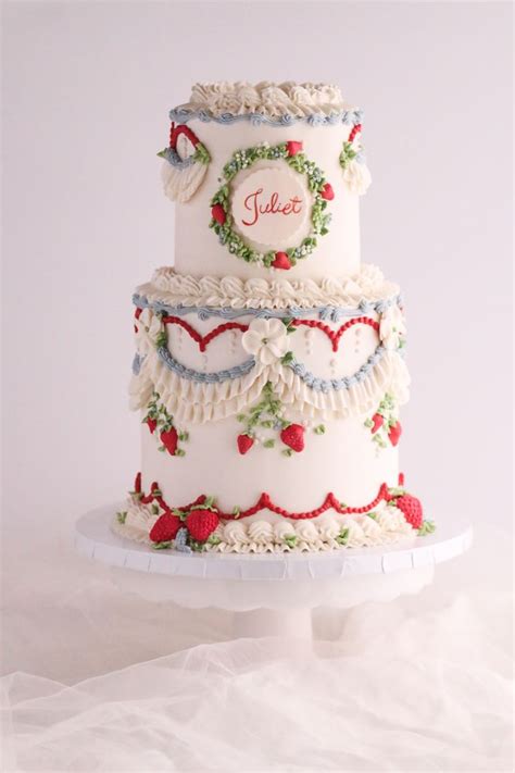 Italian Market Birthday Cake With Strawberries And Vintage Buttercream By