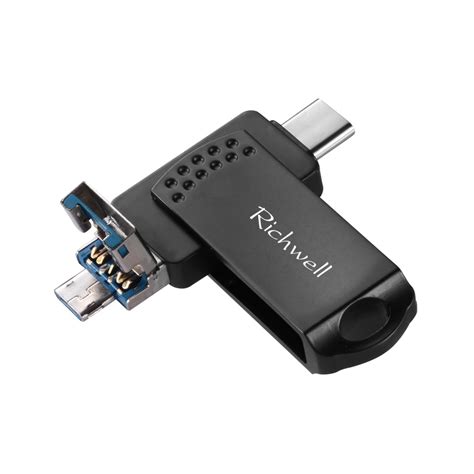 Richwell In G Type C Micro USB USB Metal Flash Disk With OTG Function Black