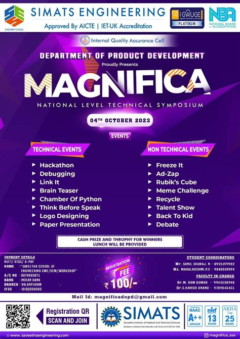 Magnifa 2023 Saveetha Institute Of Medical And Technical Sciences Engineering National Level