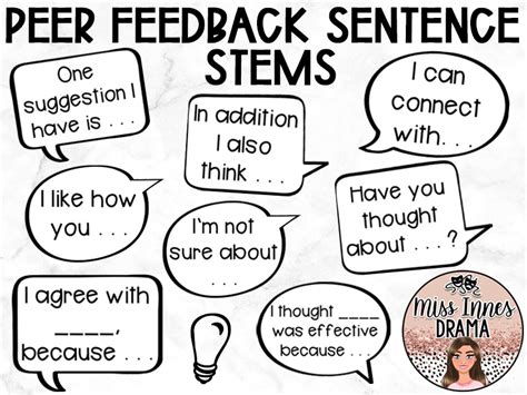 Feedback Sentence Stems Display Teaching Resources