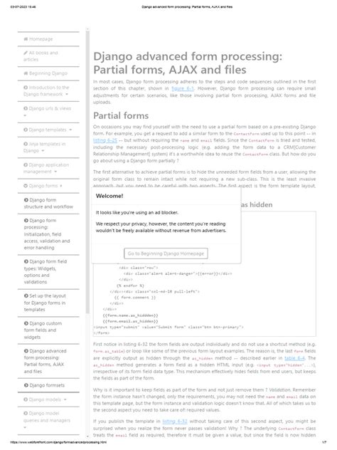 Django Advanced Form Processing Partial Forms Ajax And Files Pdf