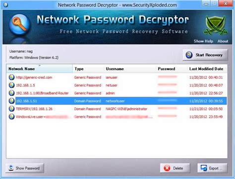 Network Password Decryptor V65 Windows Network Password Recovery Tool