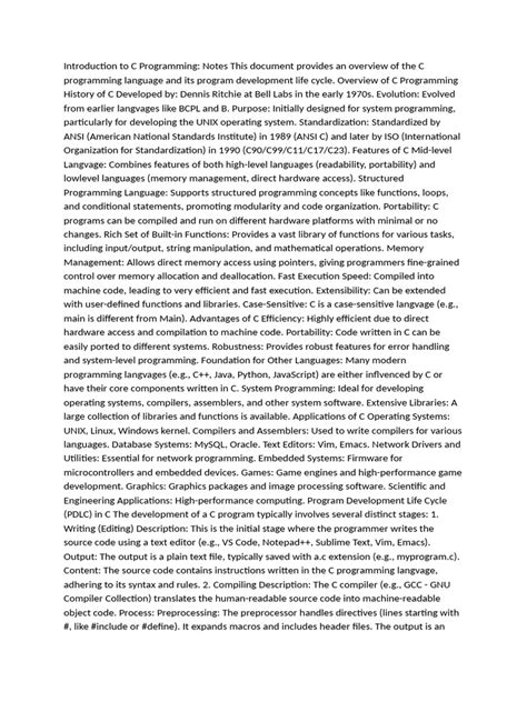 Introduction To C Programming Pdf C Programming Language Pointer Computer Programming