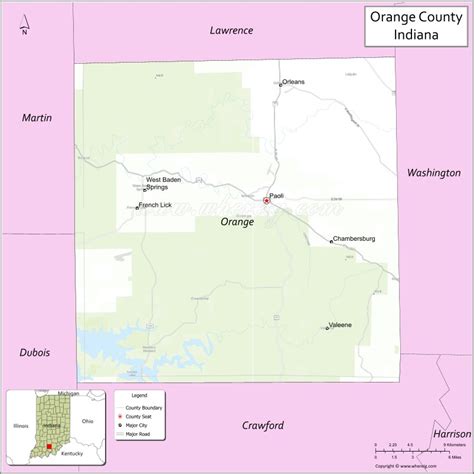 Orange County Map Indiana Know Where Is Located Citiesand Towns