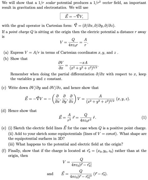 Solved We Will Show That A R Scalar Potential Produces A Chegg Com