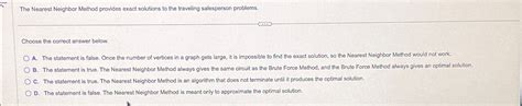solved the nearest neighbor method provides exact solutions