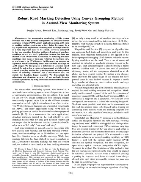 Pdf Robust Road Marking Detection Using Convex Grouping Method In