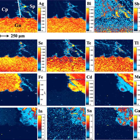 La Icp Ms Element Maps Ag Bi Sb Se Tl Sn Co Cd Mn In Ga Cu Download Scientific