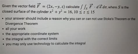 Solved Given The Vector Field F X Y Z Calculate Chegg Com