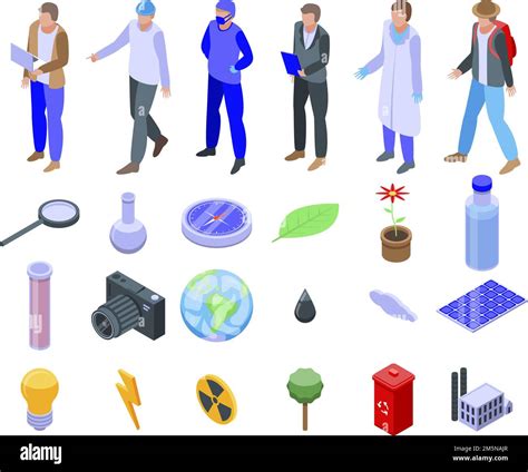 Ecologist Icons Set Isometric Set Of Ecologist Vector Icons For Web