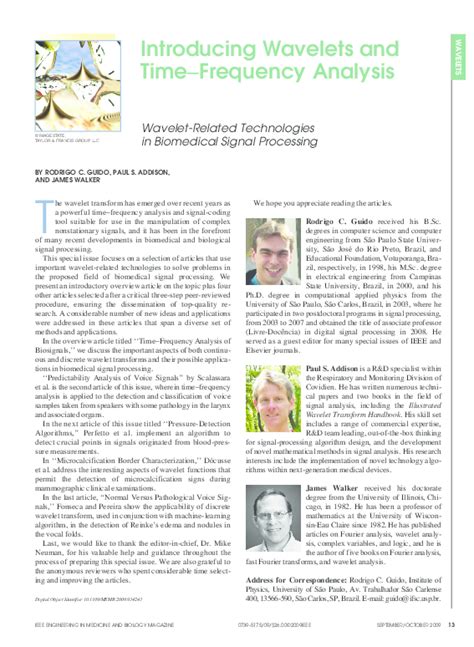 Pdf Introducing Wavelets And Time Frequency Analysis [introduction To The Special Issue