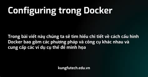 configuring trong docker