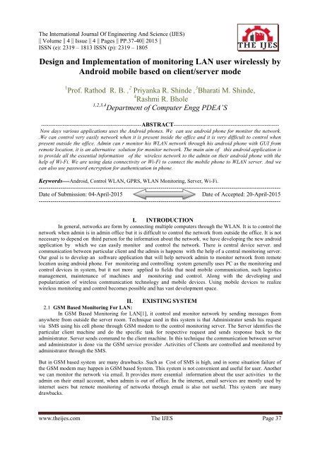 design and implementation of monitoring lan user wirelessly by android