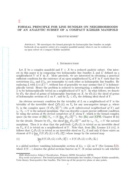 formal principle for line bundles on neighborhoods of an analytic