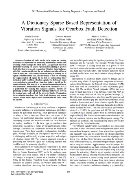 A Dictionary Sparse Based Representation Of Vibration Signals For