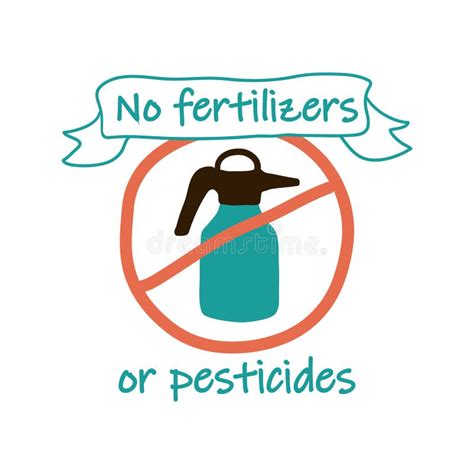 No Fertilizers Or Pesticides Healthy Product Label Stock Vector