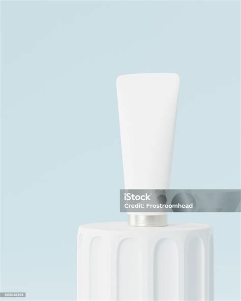 화장품 제품 템플릿 또는 기둥 연단에 광고용 모형 로션 튜브 최소한의 3d 일러스트 렌더링 0명에 대한 스톡 사진 및 기타 이미지 Istock