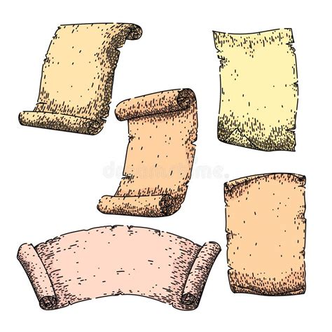 Scroll Paper Set Sketch Hand Drawn Vector Stock Illustration Illustration Of Paper Crumple