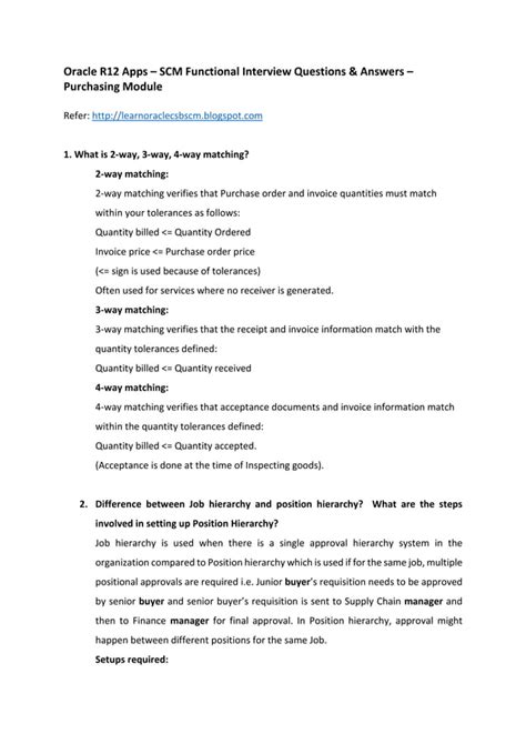 Oracle R12 Apps SCM Functional Interview Questions Answers