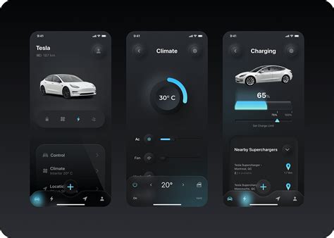 dark neumorphism tesla app ui design on behance