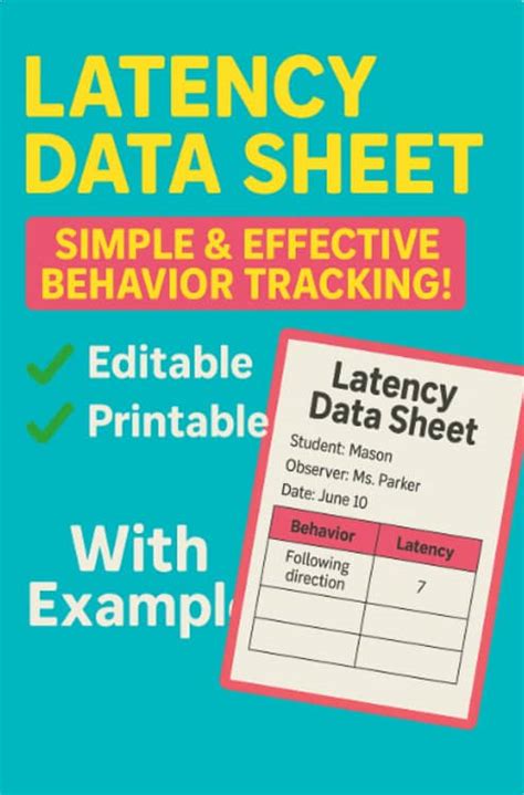Latency Data Sheet With Examples Editable Behavior Tracking Form
