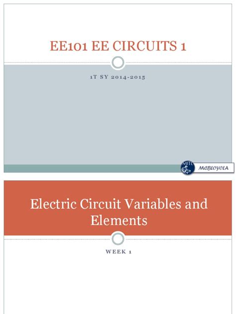 Electric Circuit Variables And Elements Pdf Electric Current Voltage