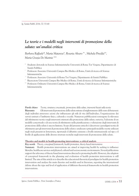 Pdf [educational Theories And Models In Health Promoting Interventions A Critical Analysis]