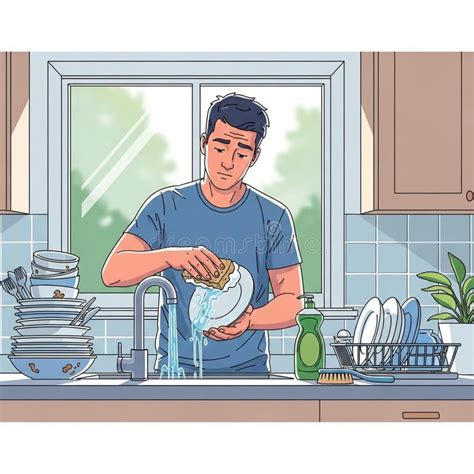 Dish Washing Sketch Stock Illustrations 351 Dish Washing Sketch Stock