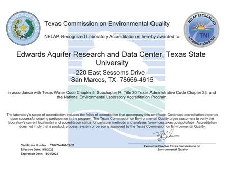 Laboratory Services N Edwards Aquifer Research And Data Center Eardc