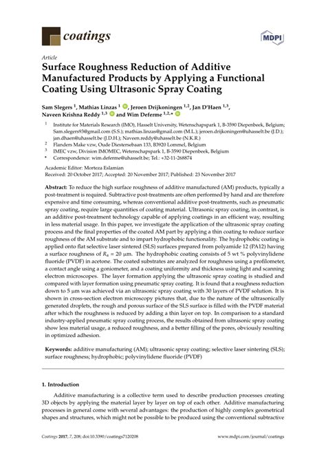 Pdf Surface Roughness Reduction Of Additive Manufactured Products By Applying A Functional